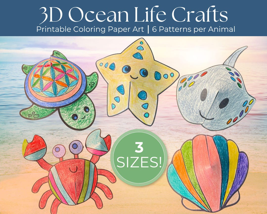 3D Ocean Life Craft, Make A Turtle Activity for Kids, Sea Creature Art ...