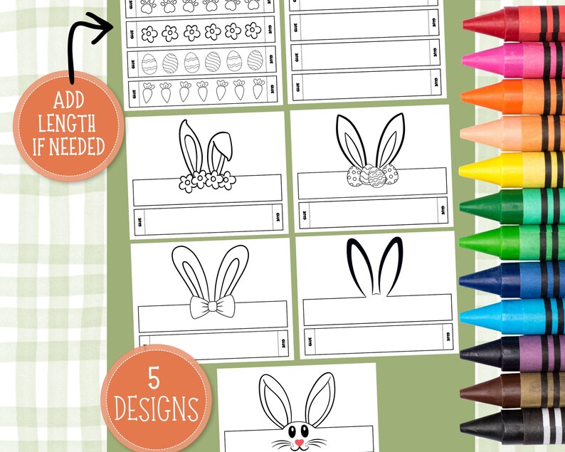 Easter Bunny Paper Crown Headband, Kids Easter Activity, Bunny Ears Hat ...