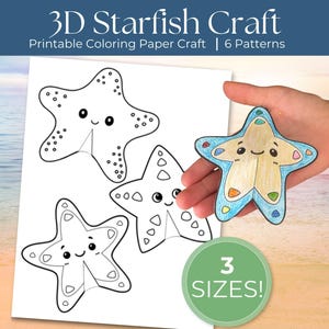 Make A Starfish Printable Activity for Kids, 3D Starfish Craft, Build A ...