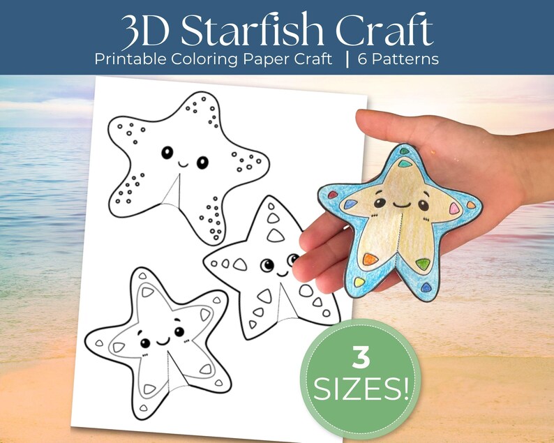 Make A Starfish Printable Activity for Kids, 3D Starfish Craft, Build A ...