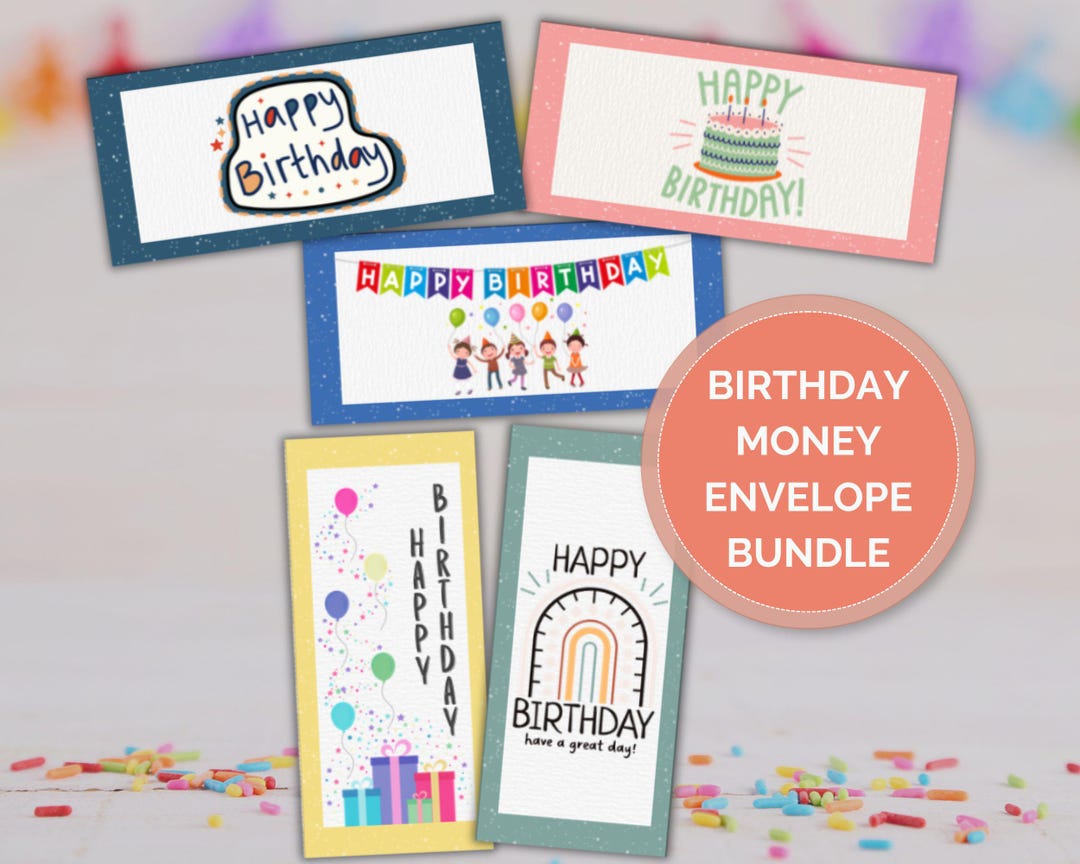 Birthday Money Envelope Bundle, Printable Money Holder, Birthday Cash ...