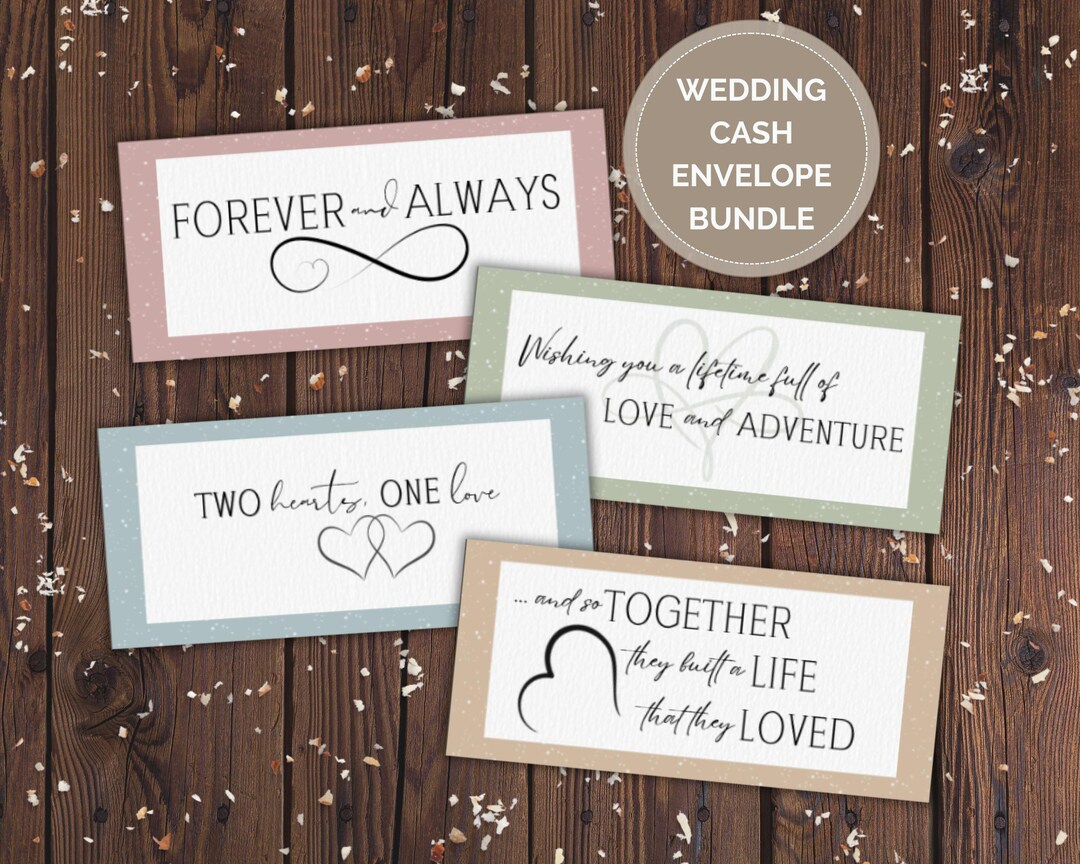 Wedding Cash Envelope Bundle, Printable Money Holder, Wedding Day Money ...