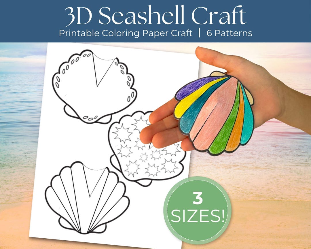 Make A Seashell Printable Activity for Kids, 3D Crafts, Build A Turtle ...