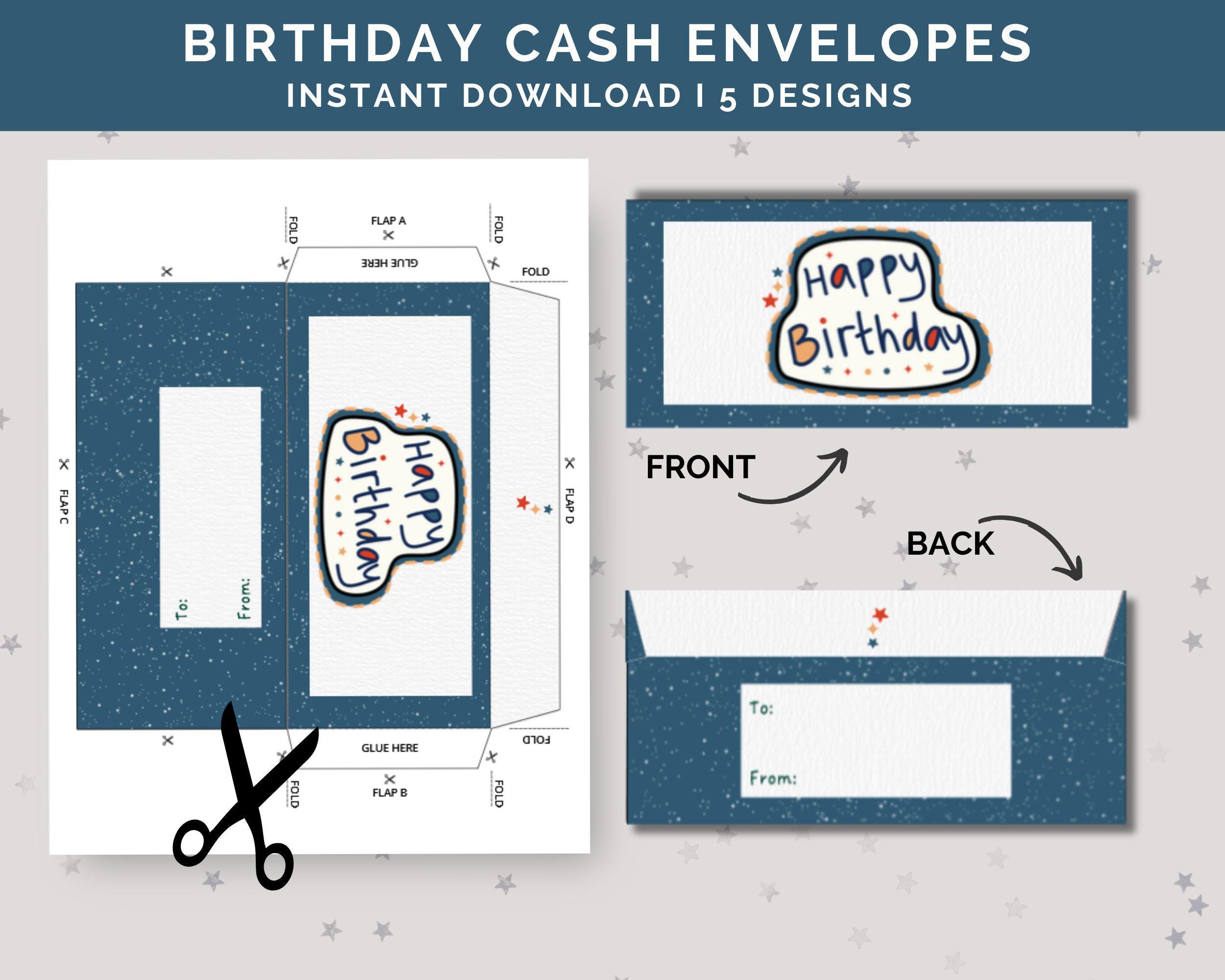 Birthday Money Envelope Bundle, Printable Money Holder, Birthday Cash ...
