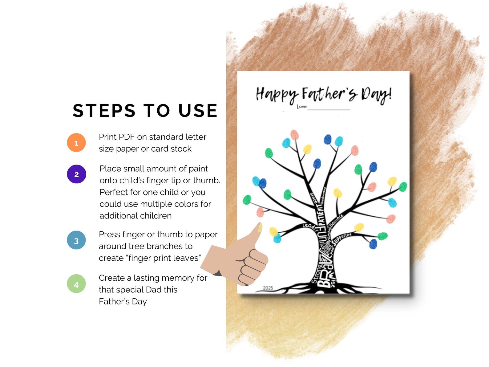 Father's Day Finger Print Art Printable, Fathers Day Kids Activity ...