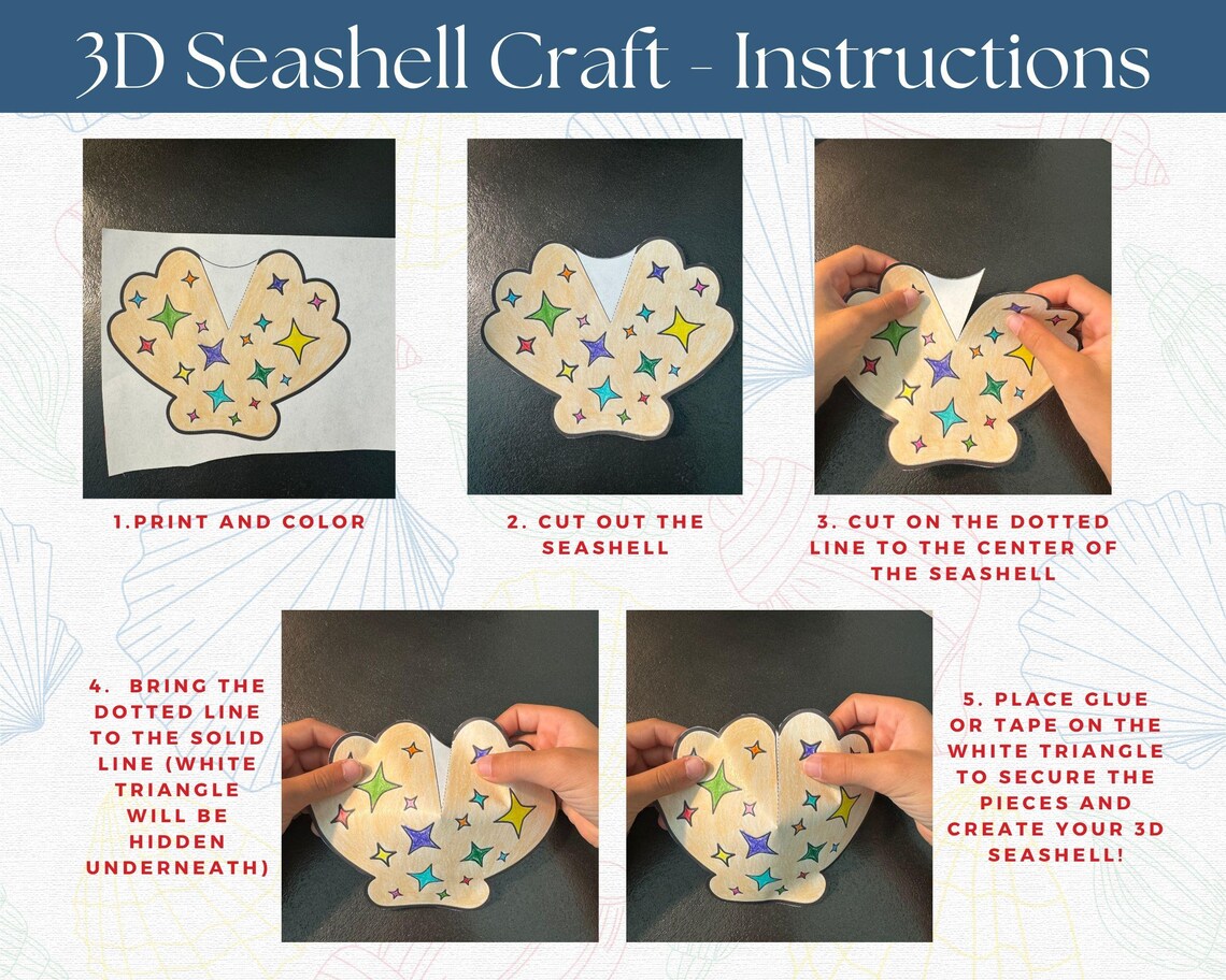 Make A Seashell Printable Activity for Kids, 3D Crafts, Build A Turtle ...
