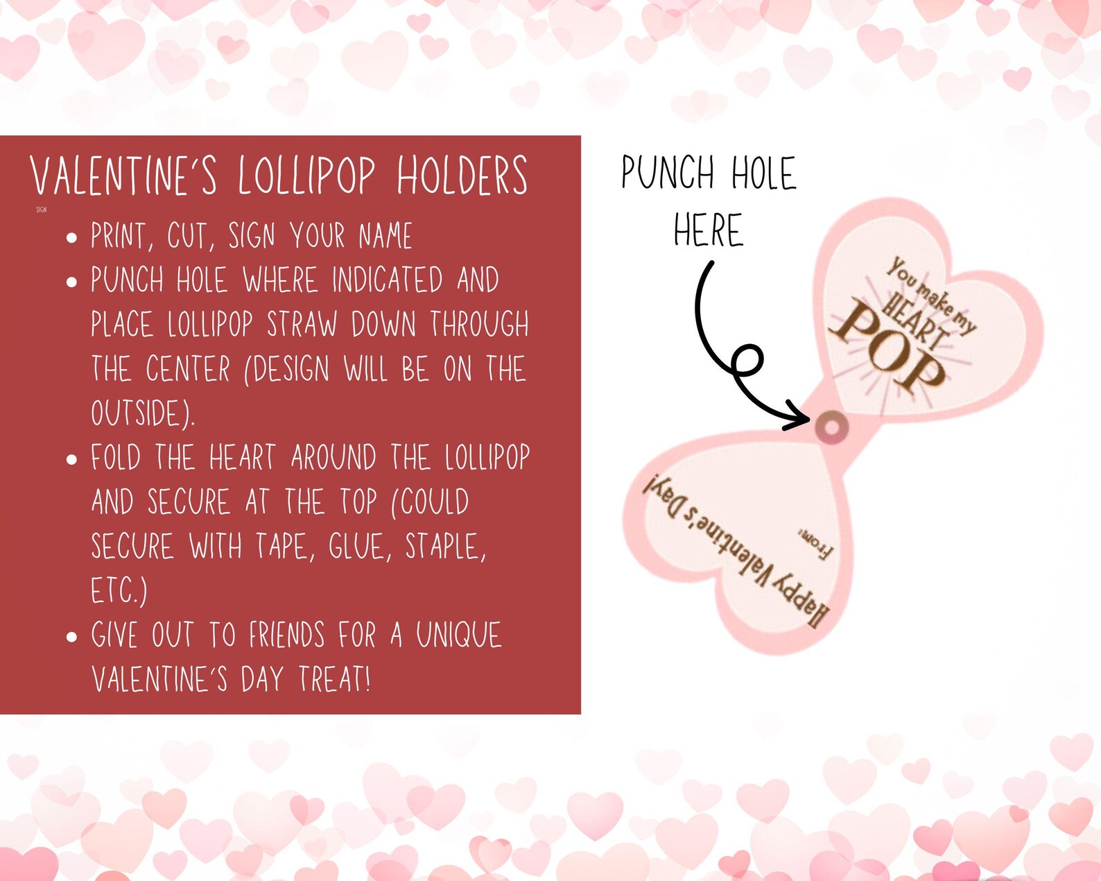 Printable Valentine Lollipop Holder, Valentines Day Gift Exchange ...