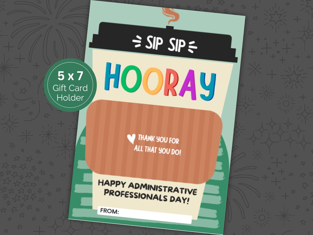 Administrative Professionals Day Gift Card Holder, Printable Admin Day ...
