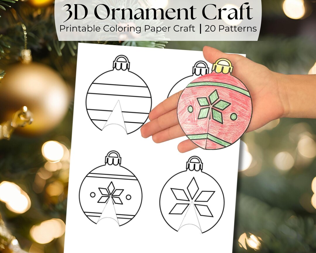 3D Christmas Ornament Crafts, Coloring Craft for Kids, DIY Christmas ...
