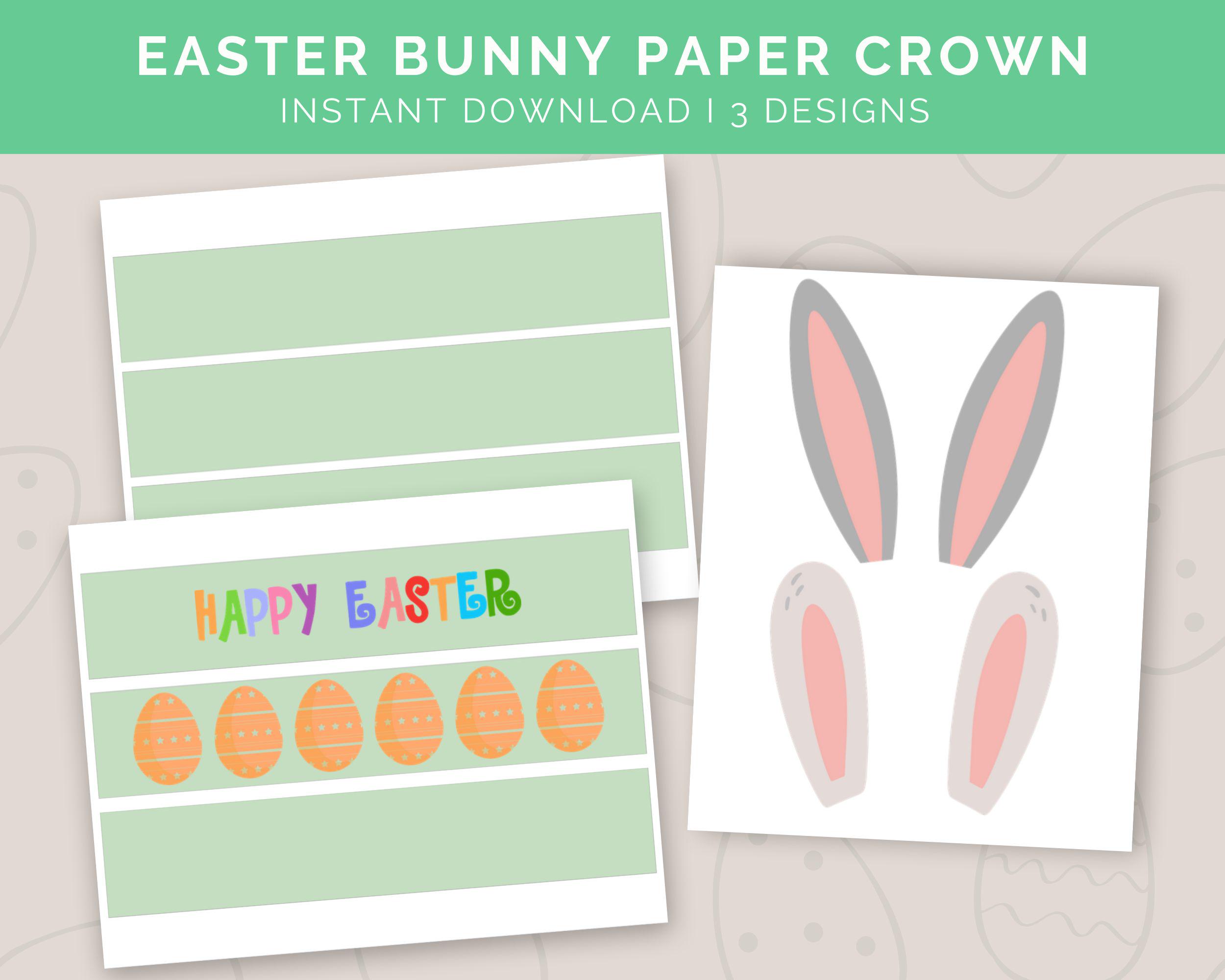 Easter Bunny Paper Crown Headband, Kids Easter Activity, Bunny Ears Hat ...