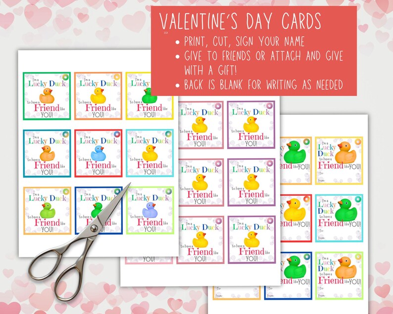 Lucky Duck Valentine's Day Tags, Classroom Valentine Exchange ...
