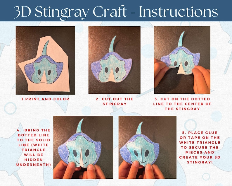 Make A Stingray Printable Activity for Kids, 3D Crafts, Build A Turtle ...