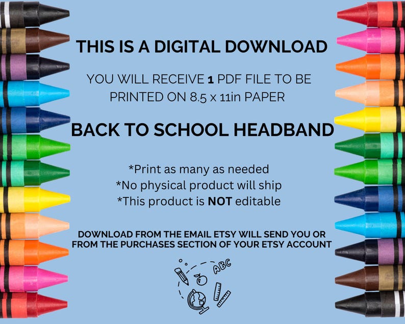 Back to School Headband, Printable First Day of School Crowns, Grade ...