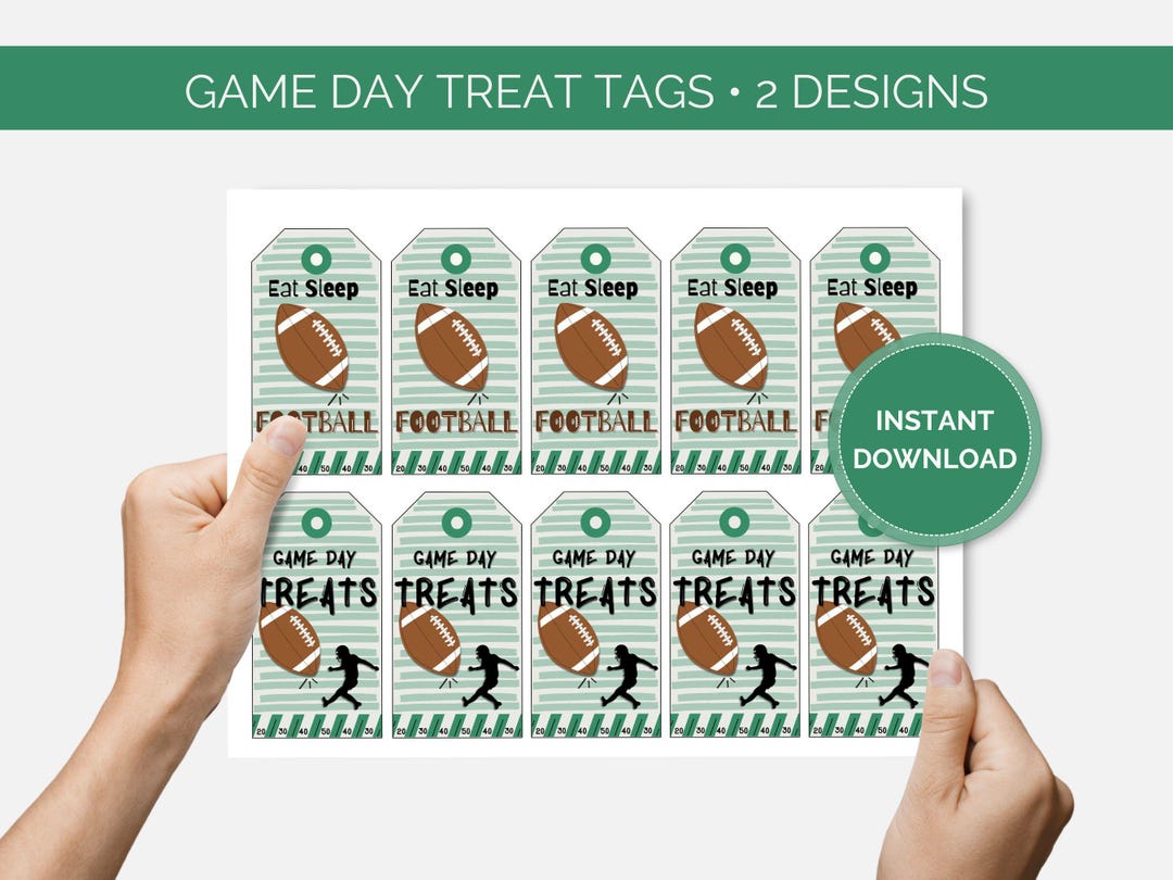 Printable Football Treat Tags, Game Day, Football Party Favor, Team ...