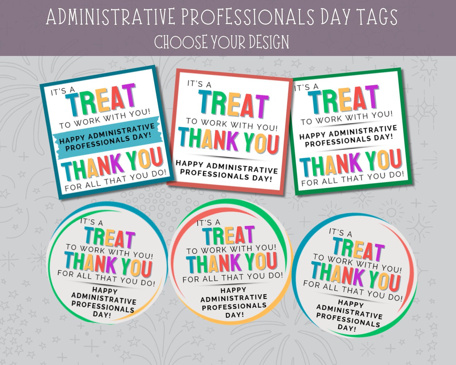 Administrative Professionals Day Tags, Printable Admin Day Thank You ...