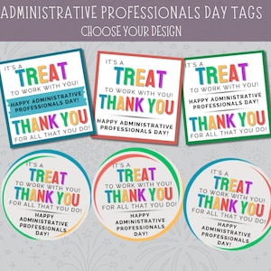 Administrative Professionals Day Tags, Printable Admin Day Thank You ...