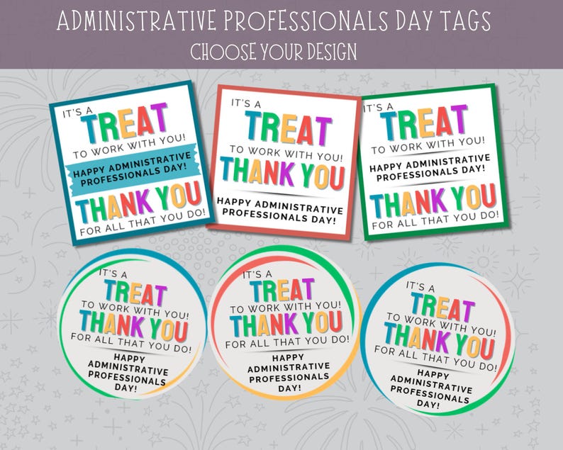 Administrative Professionals Day Tags, Printable Admin Day Thank You ...