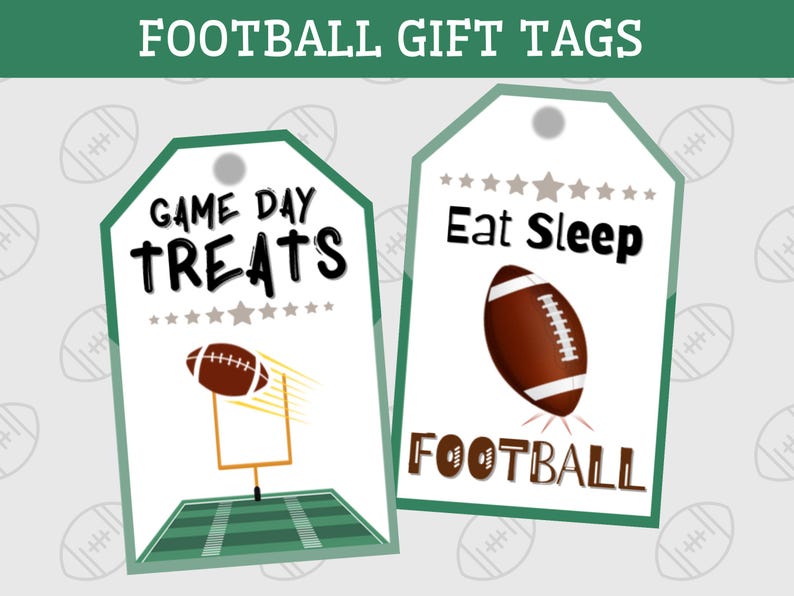 Printable Football Treat Tags, Game Day, Football Party Favor, Team ...