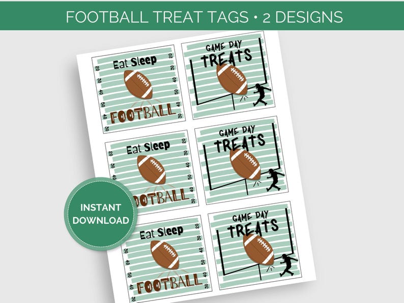 Printable Football Treat Tags, Game Day, Football Party Favor, Team ...