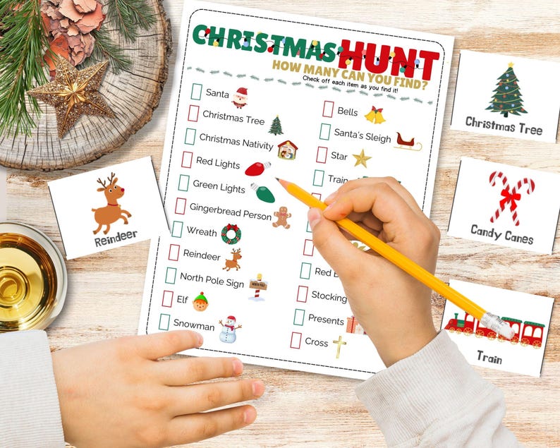 Christmas Scavenger Hunt Printable, Indoor Outdoor Scavenger Hunt ...