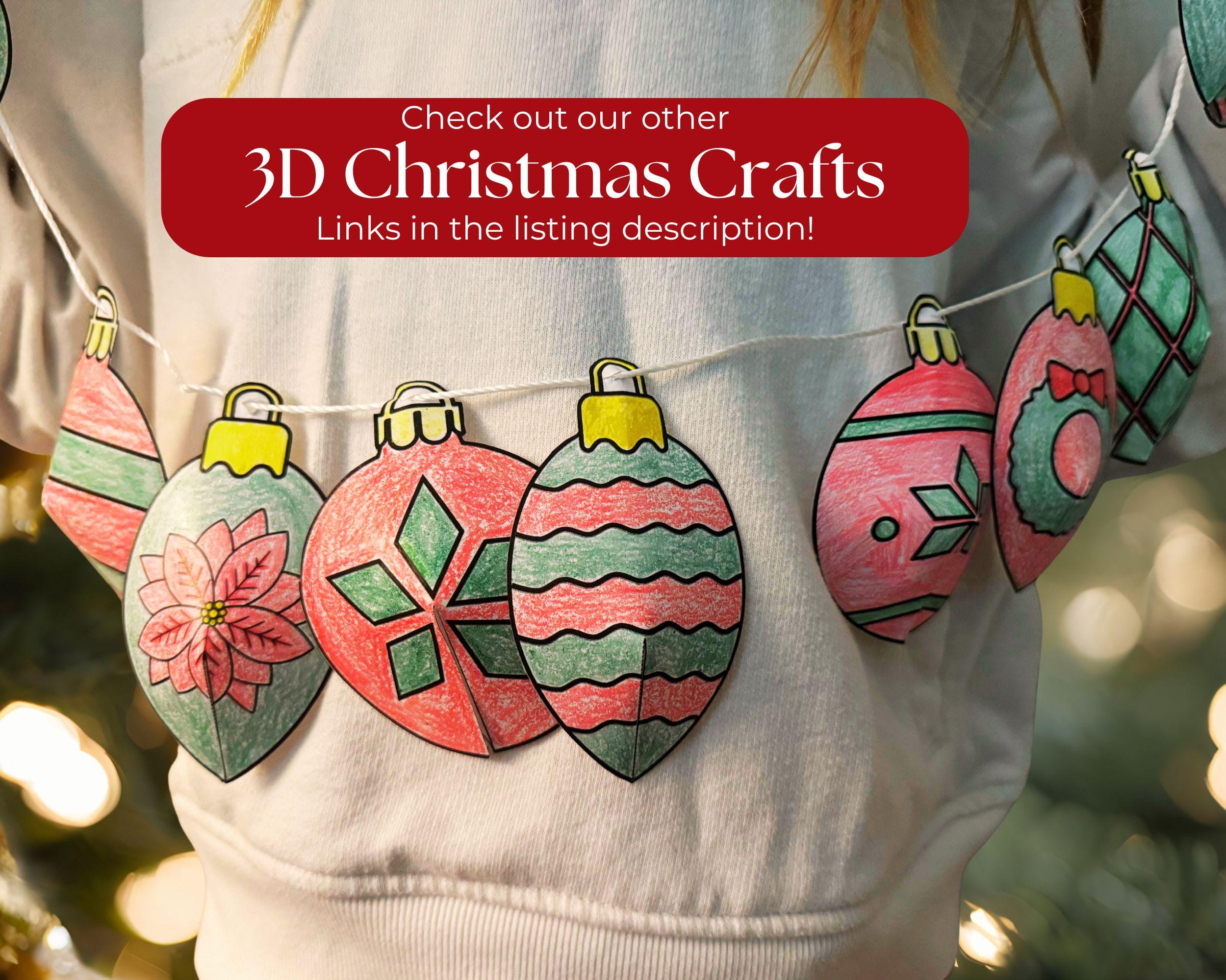 3D Christmas Tree Crafts, Christmas Coloring Craft for Kids, DIY Christmas Decorations ...