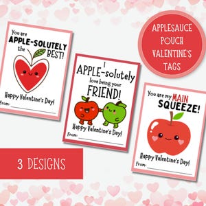 Printable Applesauce Pouch Valentine's Day Tags, Valentines School Gift ...