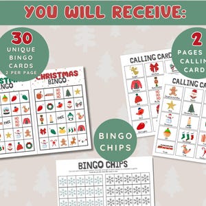 Printable Christmas Bingo Game for Kids and Adults, Winter Activity for ...