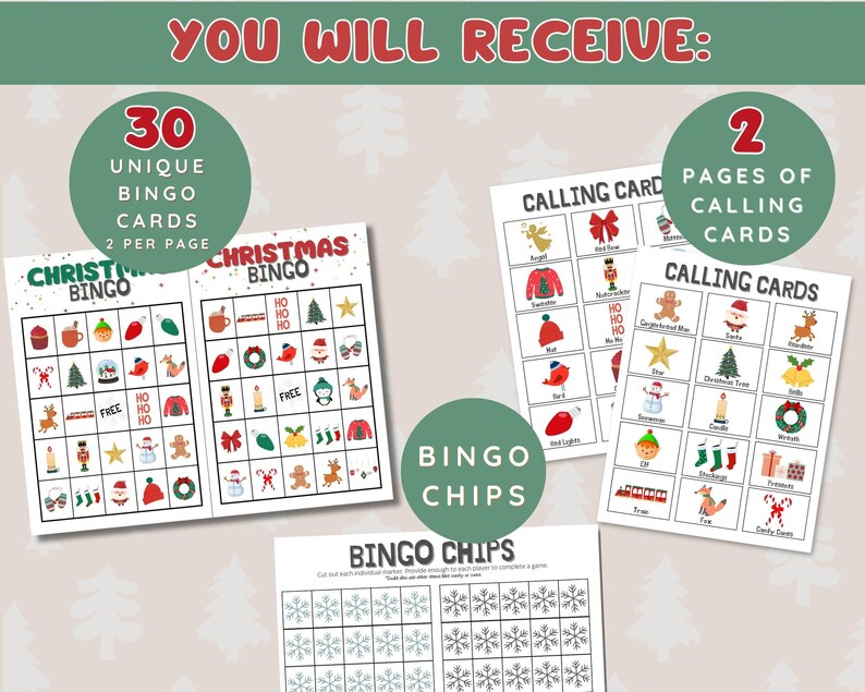 Printable Christmas Bingo Game for Kids and Adults, Winter Activity for ...