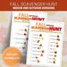 Fall Scavenger Hunt Printable, Indoor Outdoor, Autumn Treasure Hunt ...