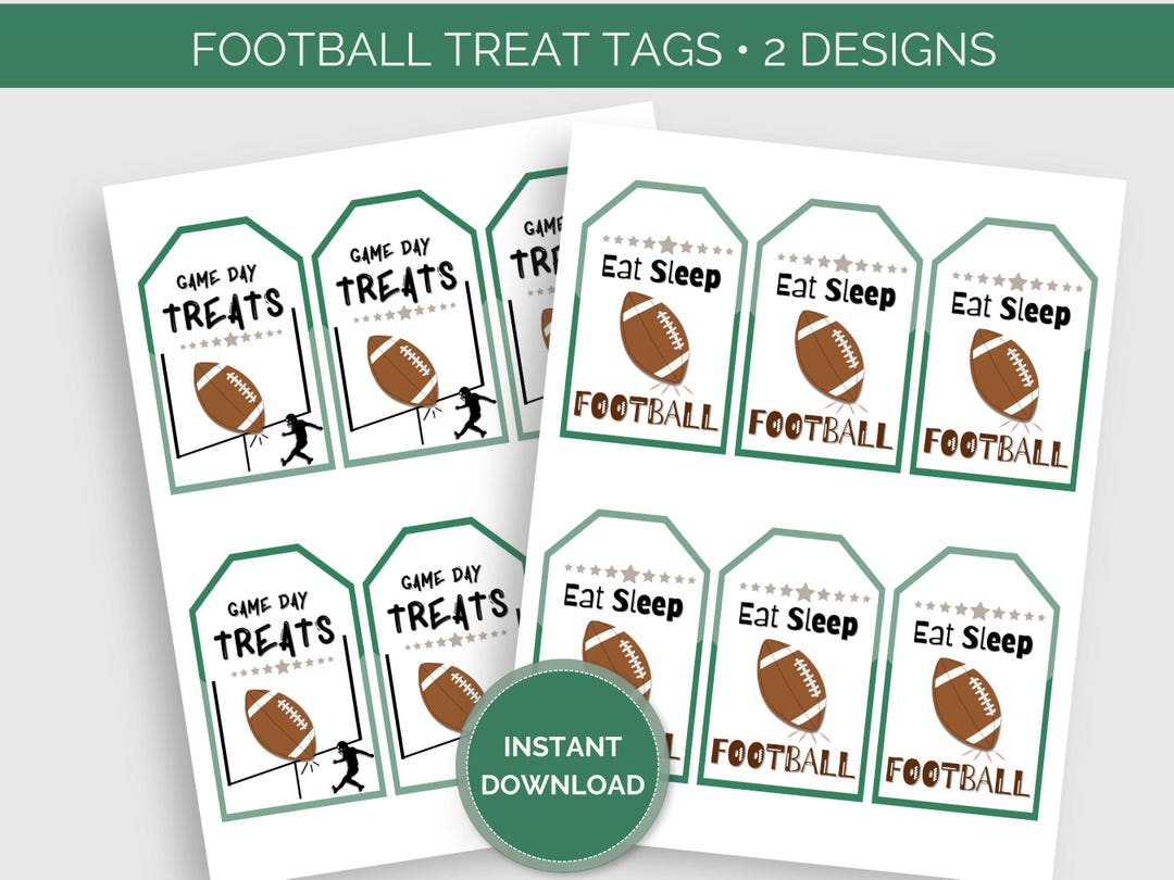 Printable Football Treat Tags, Game Day, Football Party Favor, Team ...