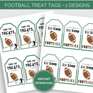 Printable Football Treat Tags, Game Day, Football Party Favor, Team ...