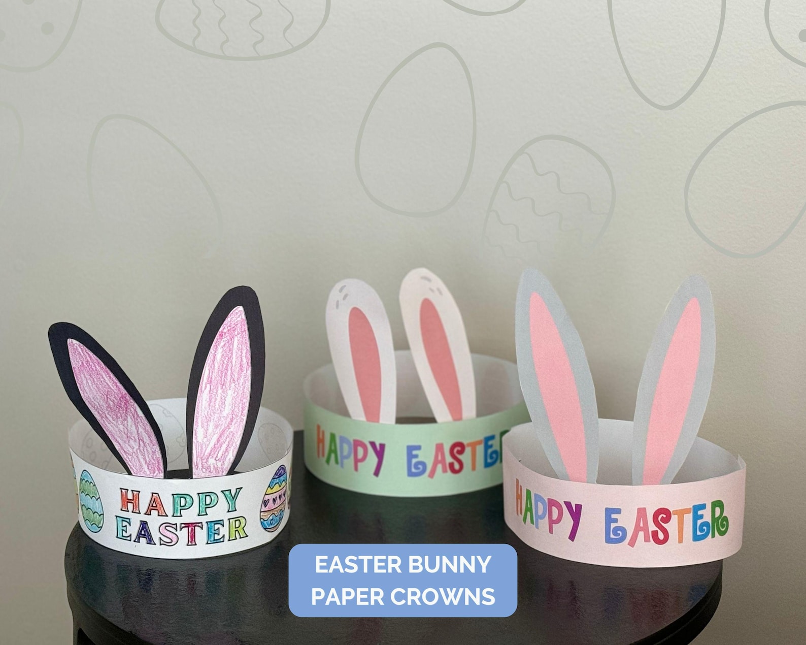Easter Bunny Paper Crown Headband, Kids Easter Activity, Bunny Ears Hat ...
