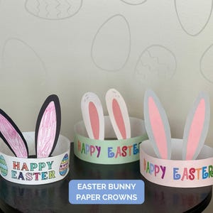 Easter Bunny Paper Crown Headband, Kids Easter Activity, Bunny Ears Hat ...