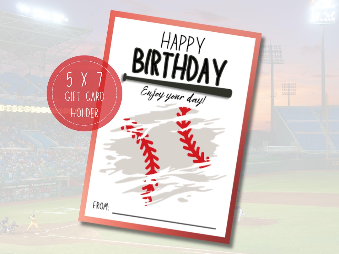 Baseball Birthday Gift Card Holder, Printable Gift Card Holder for ...