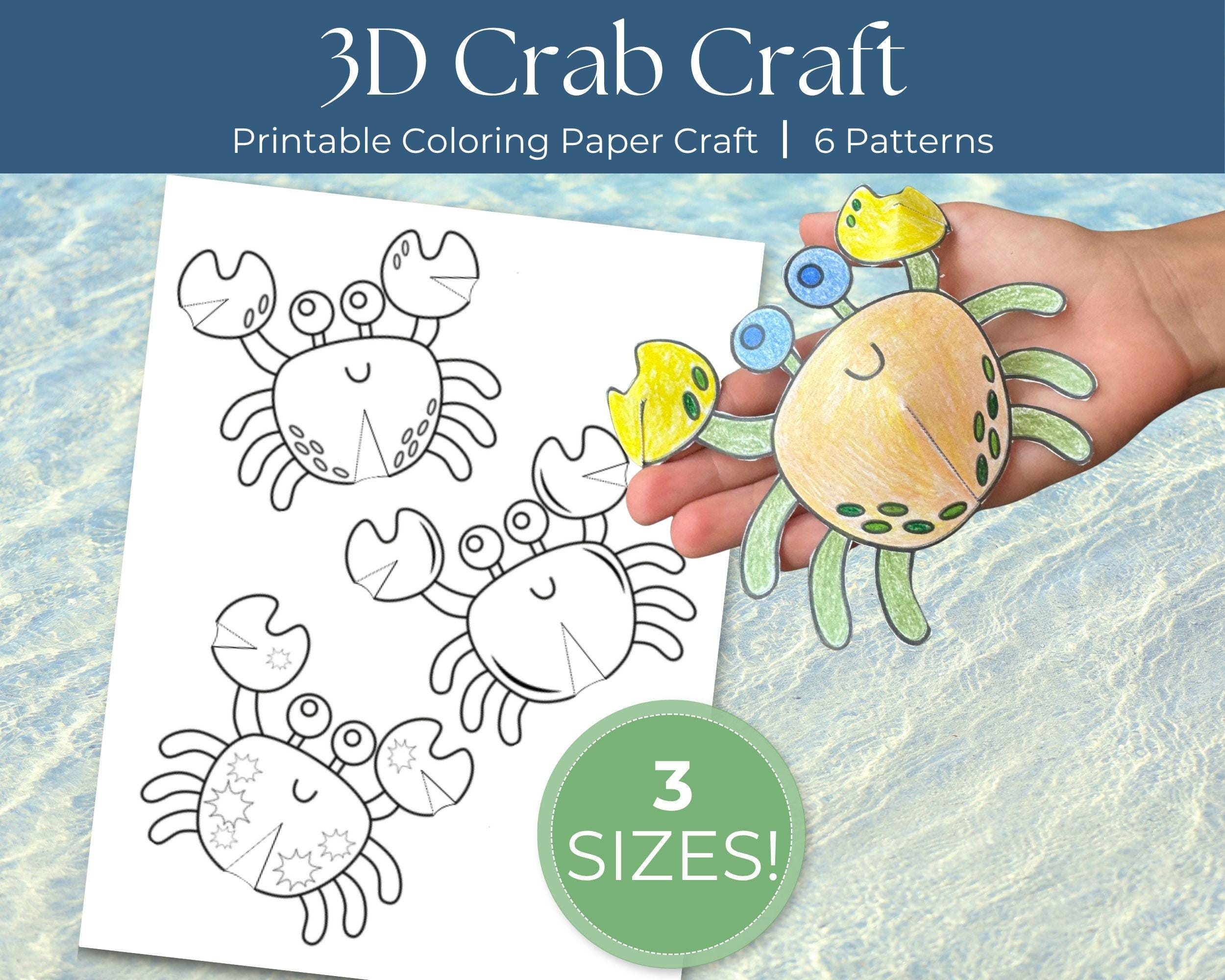 Make A Crab Printable Activity for Kids, 3D Crab Craft, Build A Turtle ...