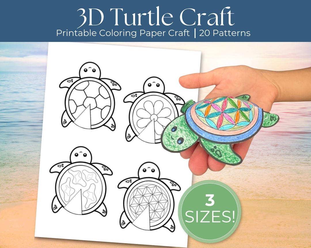 Make A Turtle Printable Activity for Kids, 3D Turtle Craft, Build A ...
