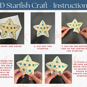Make A Starfish Printable Activity for Kids, 3D Starfish Craft, Build A ...