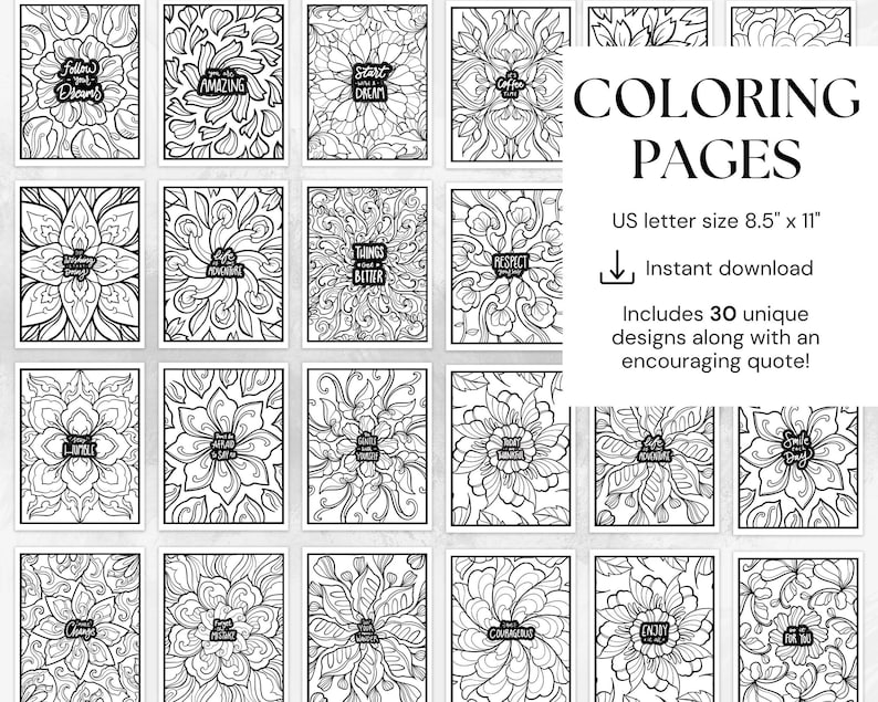 Motivational Coloring Pages Printable, Inspirational Quotes, Adult Teen ...