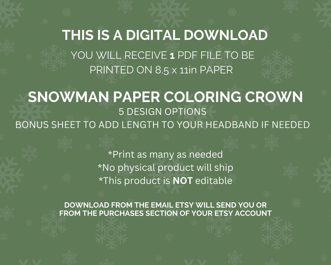 Snowman Paper Coloring Crown, Kids Christmas Activity, Snowman Hat ...