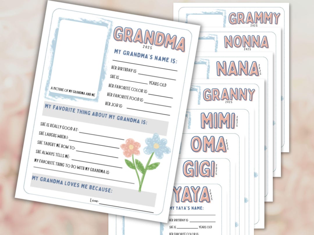 All About Grandma Keepsake Printable, Questionnaire, Mother's Day Gift ...