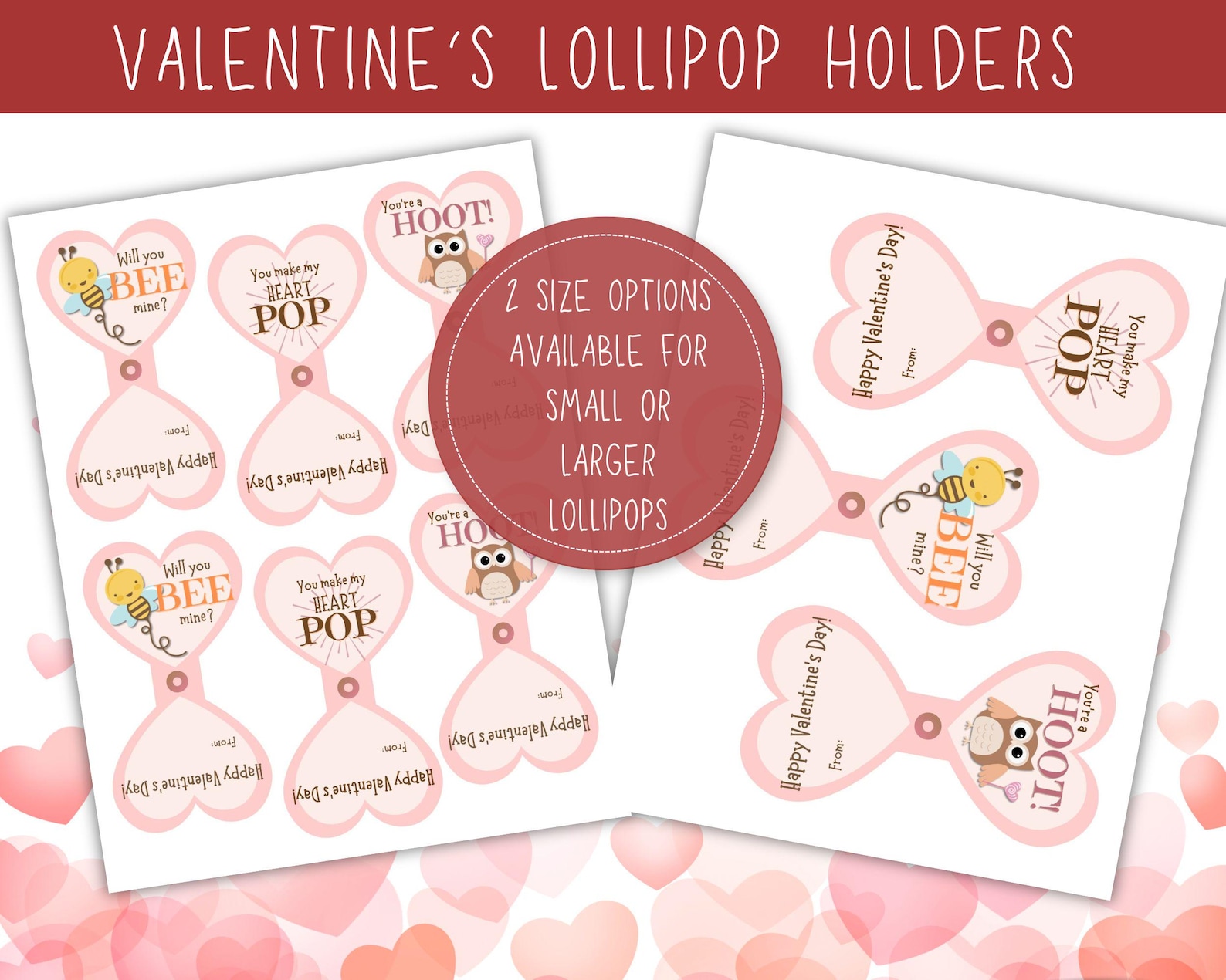 Printable Valentine Lollipop Holder, Valentines Day Gift Exchange ...
