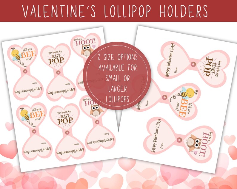 Printable Valentine Lollipop Holder, Valentines Day Gift Exchange ...