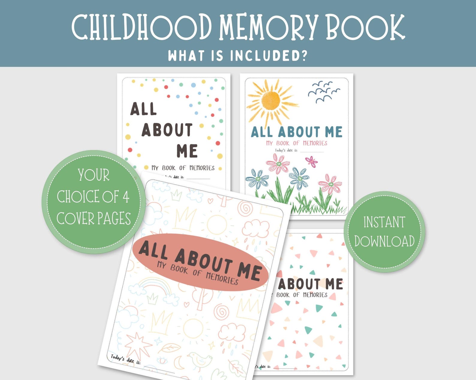 Printable All About Me Memory Book, Childhood Memory Keeper, All About ...