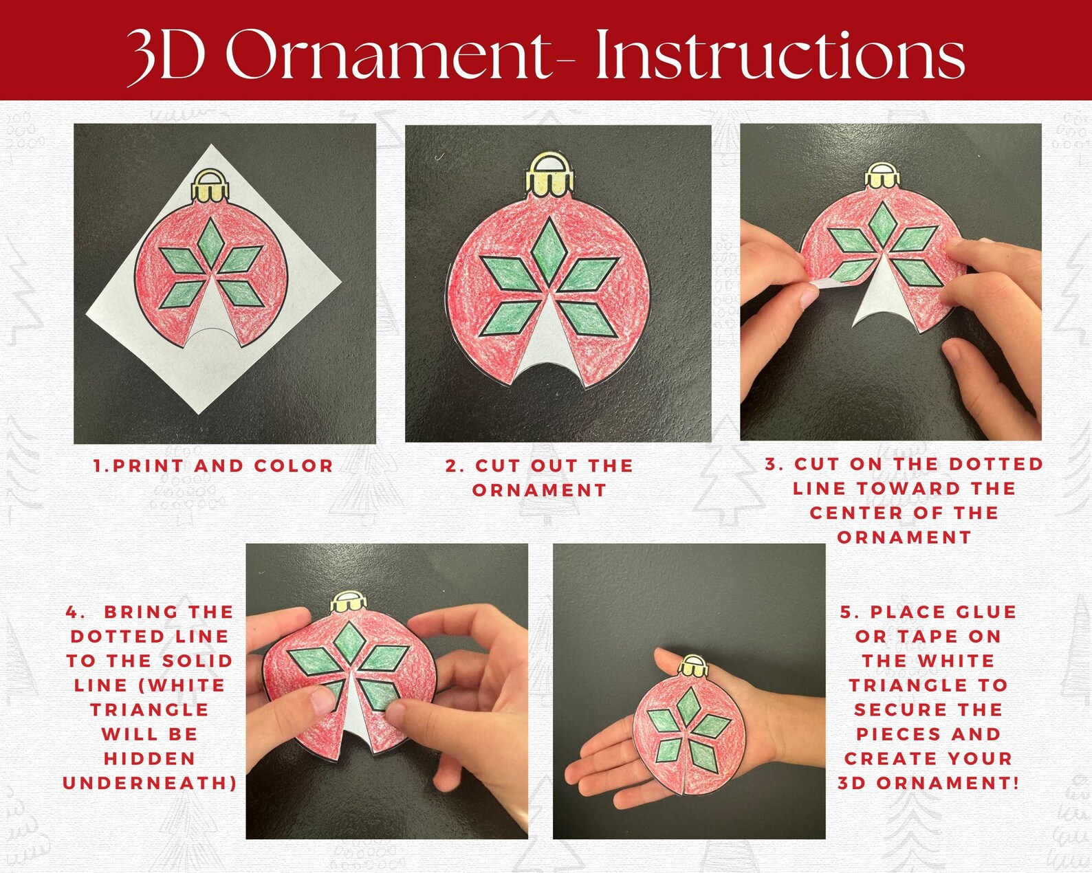 3D Christmas Ornament Crafts, Coloring Craft for Kids, DIY Christmas ...