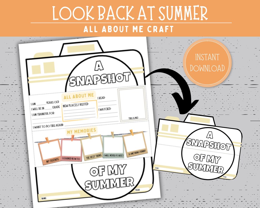 What I Did This Summer Printable, All About Me Page, End of Summer ...