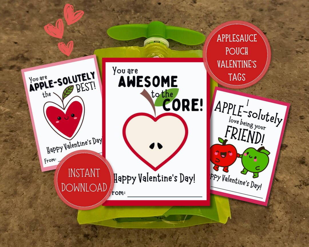 Applesauce Pouch Valentine's Day Tags, Toddler Valentines, Classroom ...