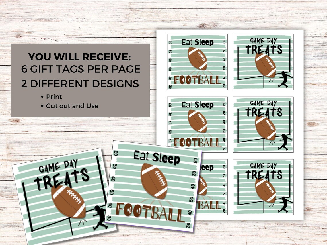 Printable Football Treat Tags, Game Day, Football Party Favor, Team ...