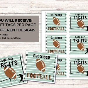 Printable Football Treat Tags, Game Day, Football Party Favor, Team ...