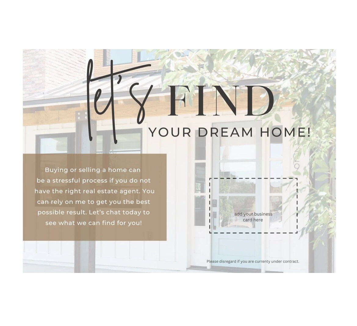 Set of 20 - Lets Find Your Dream Home Postcards | Real Estate Marketing ...