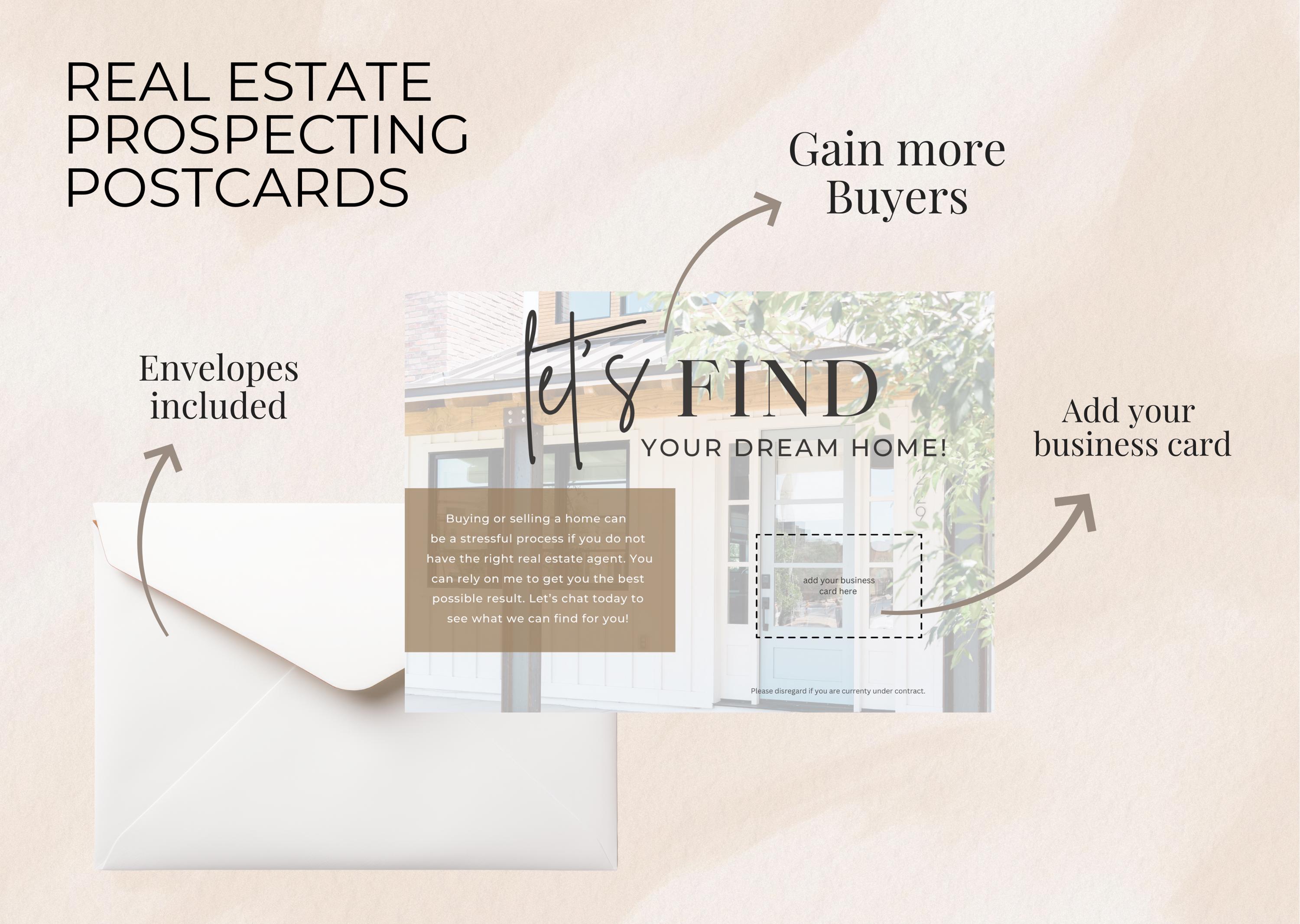 Set of 20 - Lets Find Your Dream Home Postcards | Real Estate Marketing ...